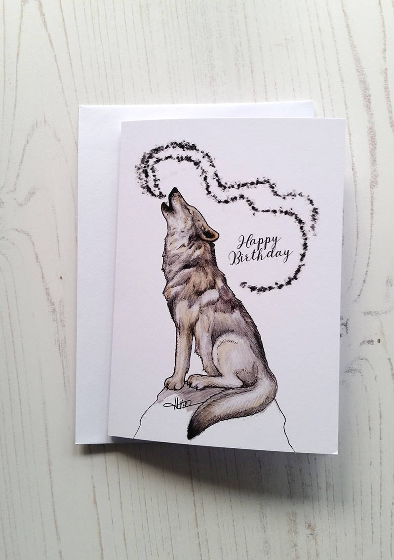 Howling Wolf Birthday Card - Etsy UK