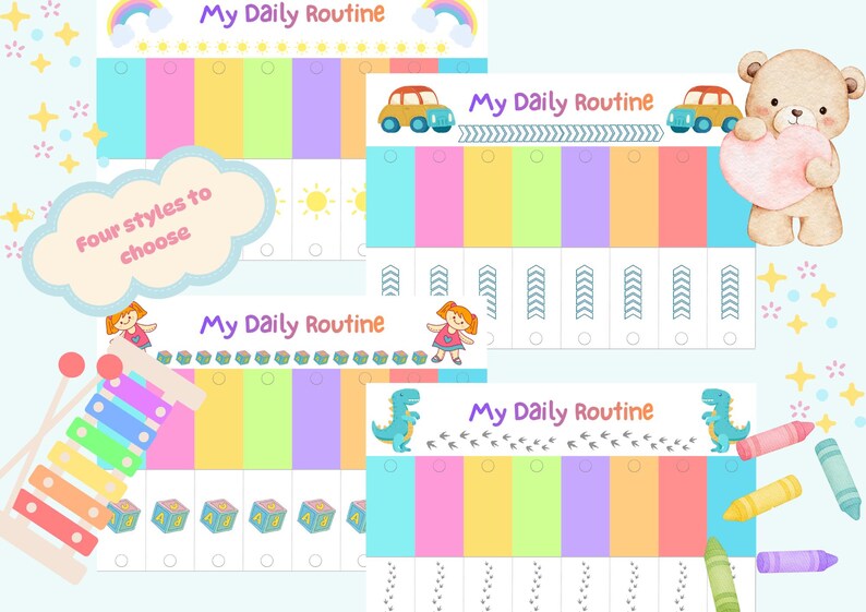 Visual Daily Routine for Kids – Cut & Fold Routine Chart Printable PDF ...