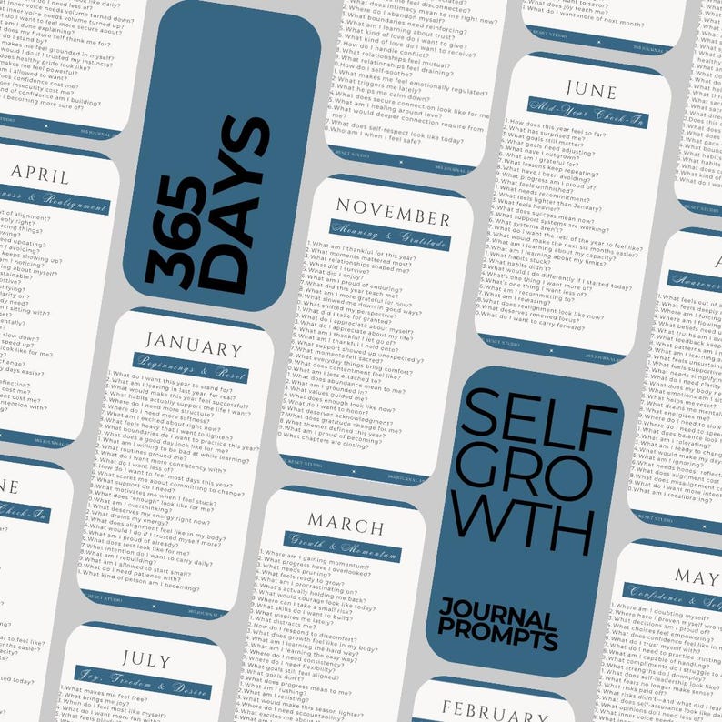 365 Daily Journal Prompts | Self-reflection, Gratitude (printable PDF ...