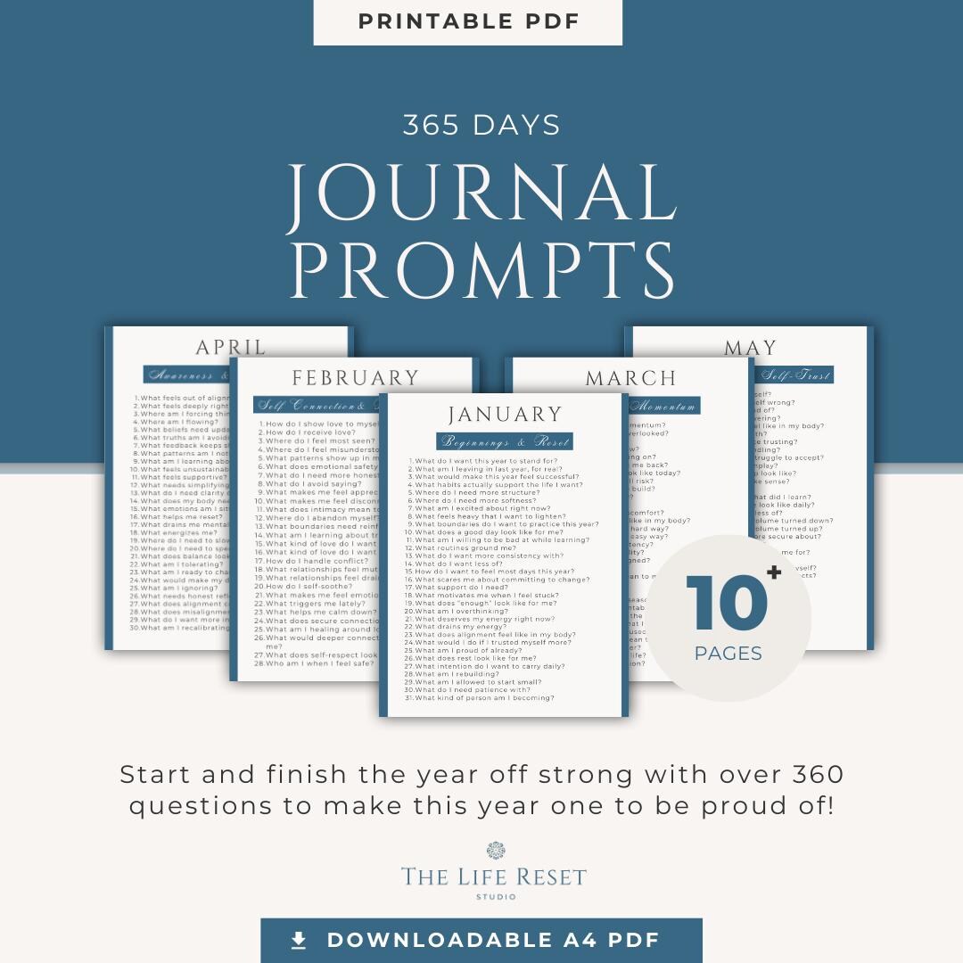 365 Daily Journal Prompts | Self-reflection, Gratitude (printable PDF ...