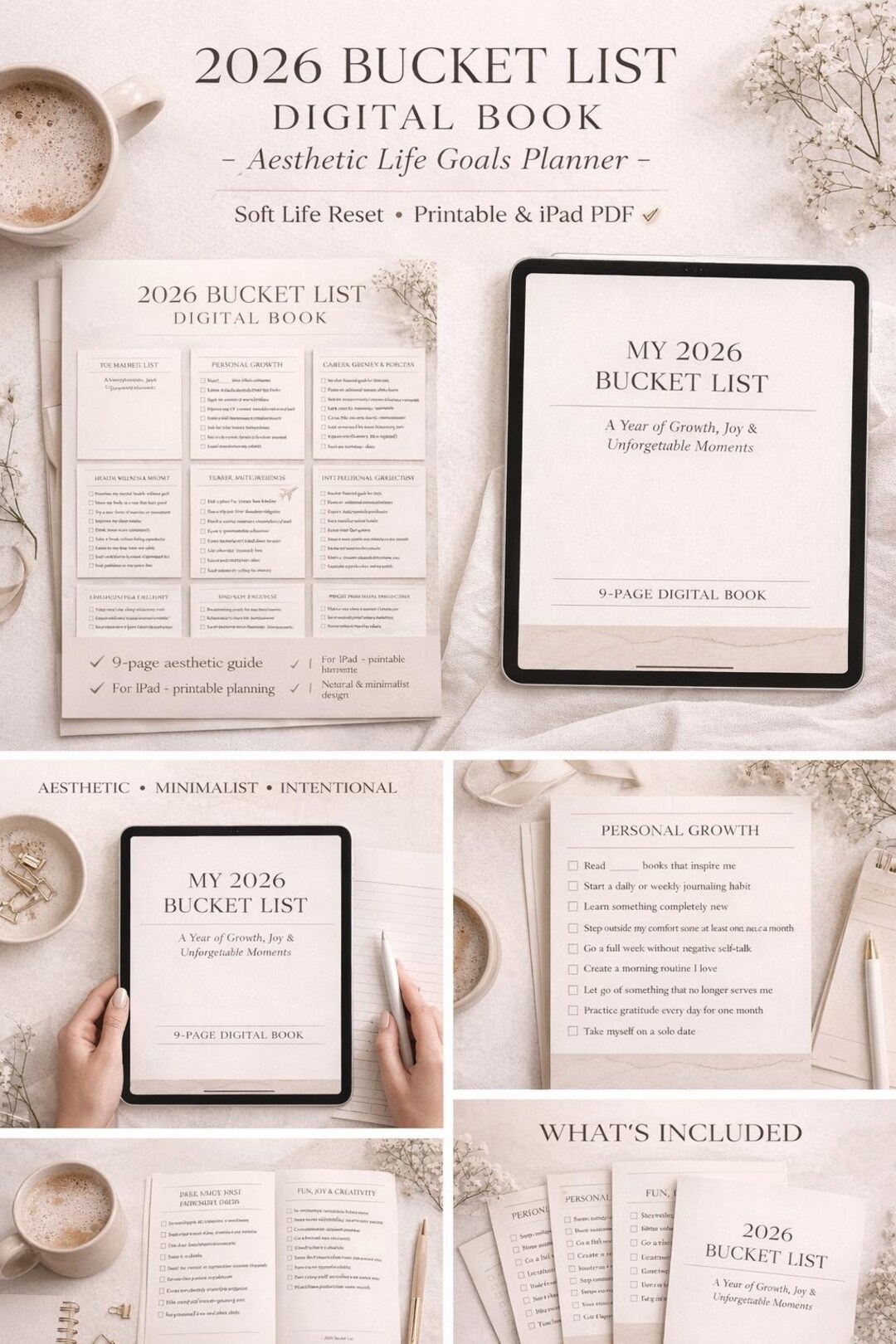 2026 Bucket List Digital Book | Goal Planner (ipad & Printable PDF) - Etsy