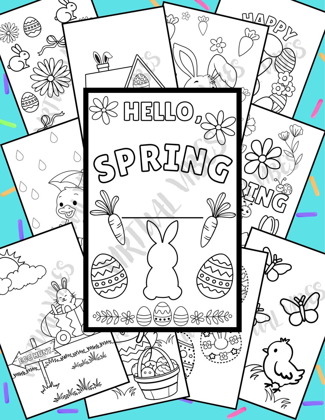 Hello Spring Coloring Book, Spring Classroom Activity, Digital Download ...