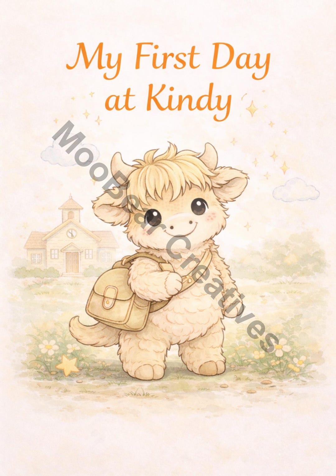 First Day of Kindy Colouring Book | Scout the Highland Cow (digital ...