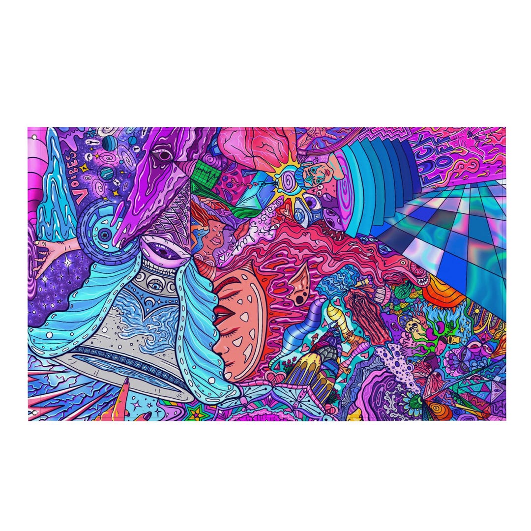 Psychedelic Dreamland Flag, Colorful Wall Decor - Etsy