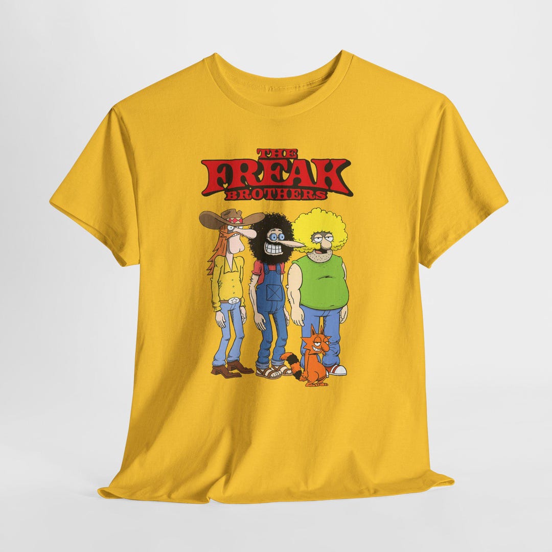 The Furry Freak Brothers Yellow T-shirt – 100% Cotton Tee - Etsy