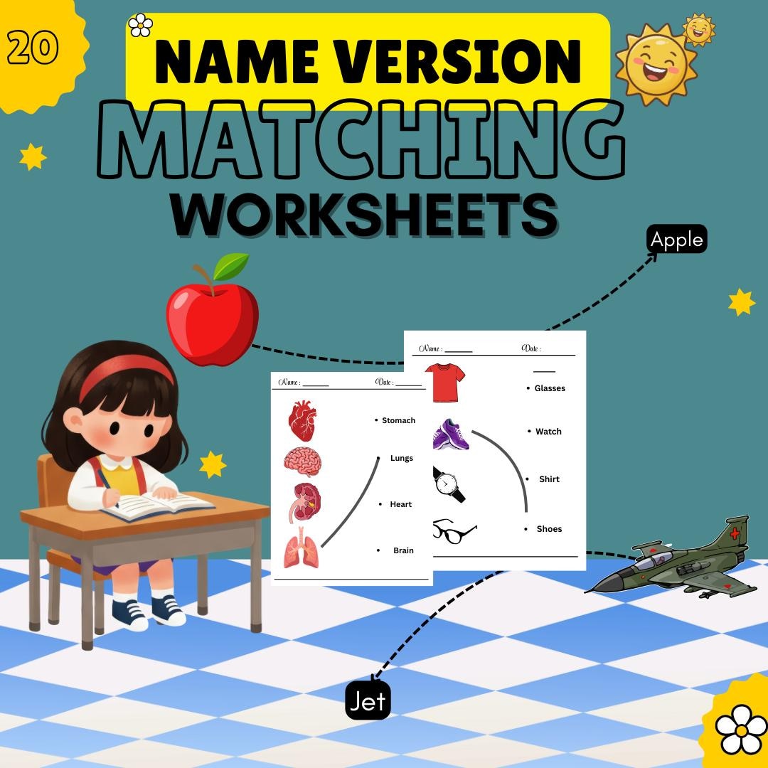 Matching Worksheets (name Version) Printable PDF | Preschool ...
