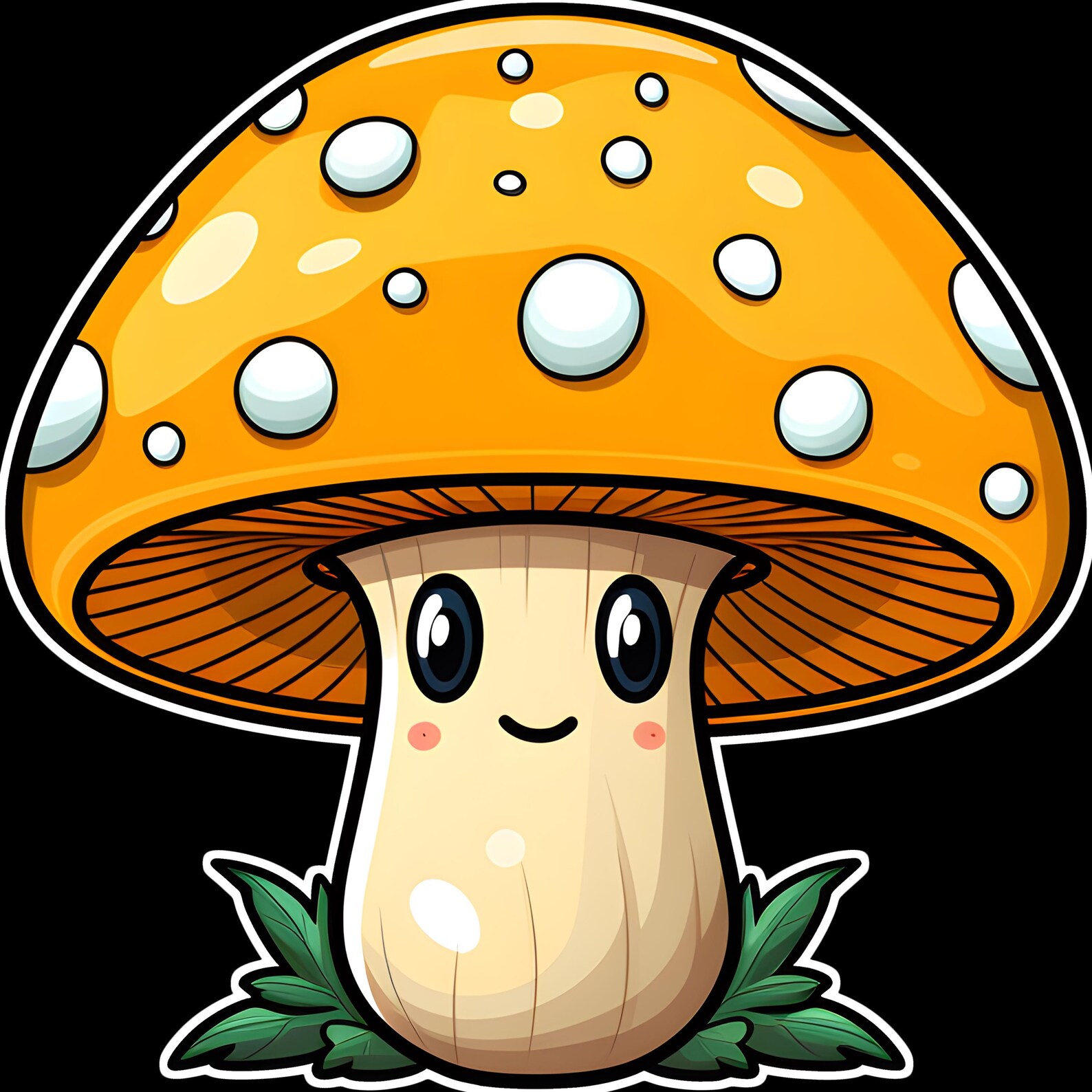 Orange Mushrooms (mushiez) Laminated Sticker Set - 6 Count 4 Inches ...