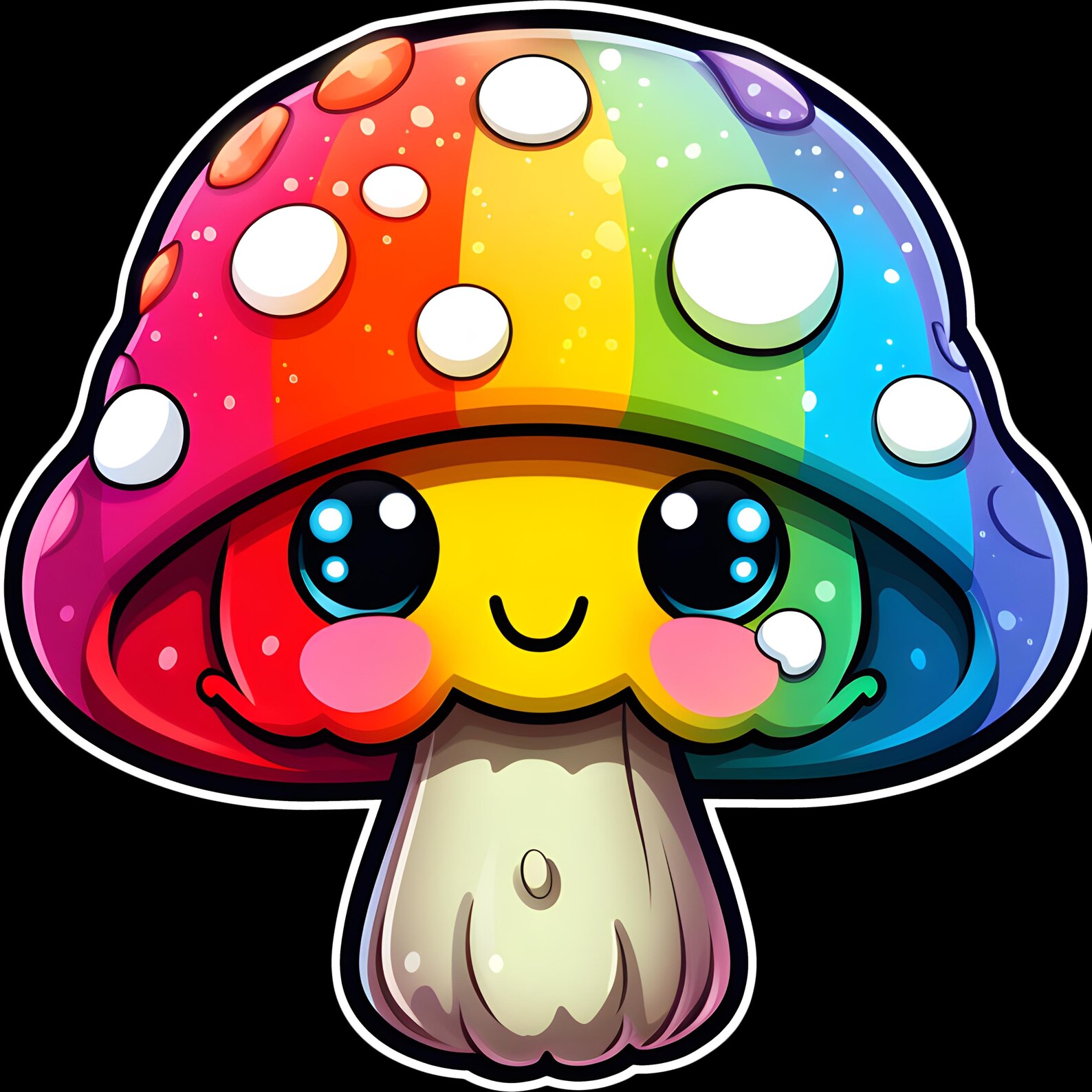 Rainbow Mushrooms (mushiez) Laminated Sticker Set - 6 Count 4 Inches ...