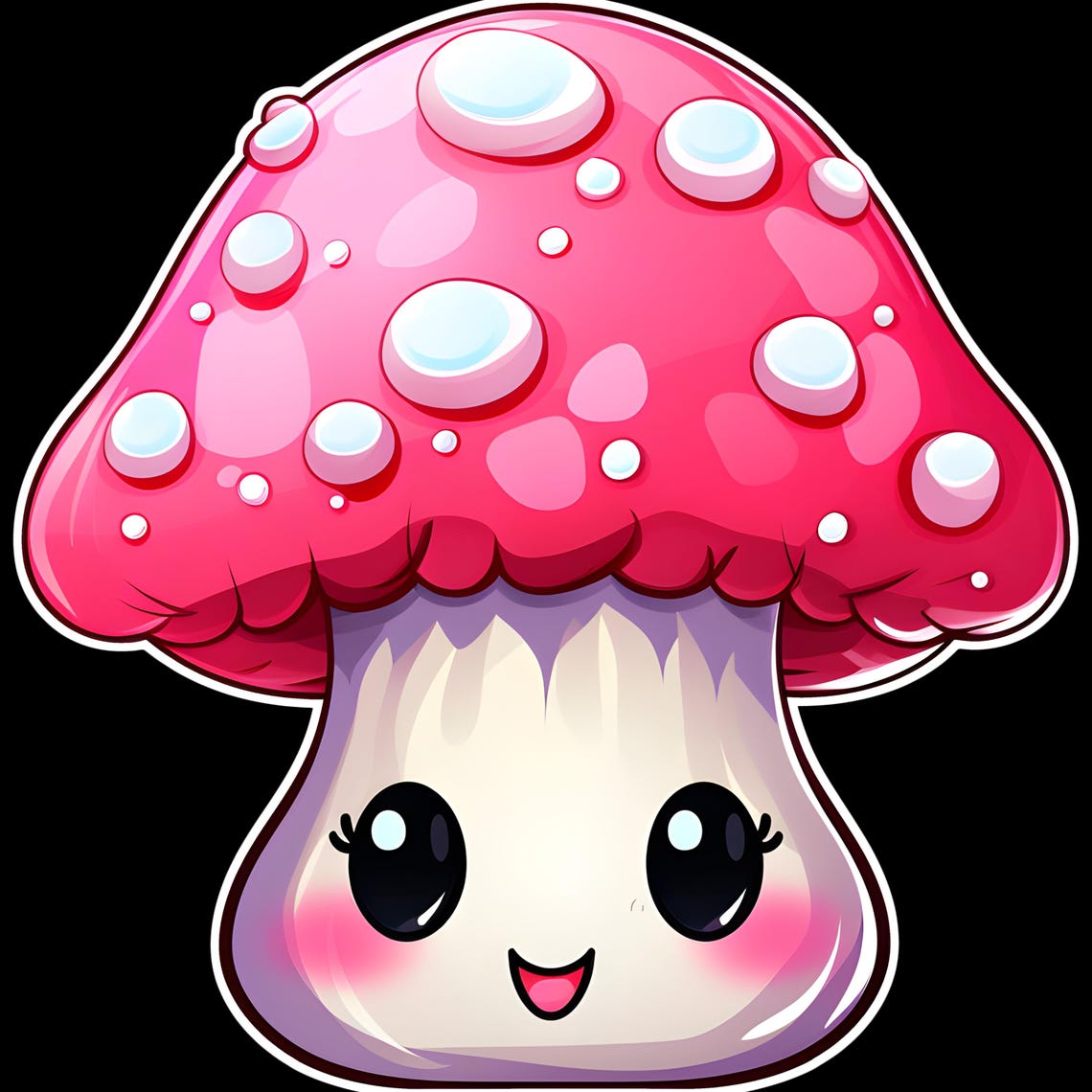Pink Mushrooms (mushiez) Laminated Sticker Set - 12 Count 2 Inches Each ...