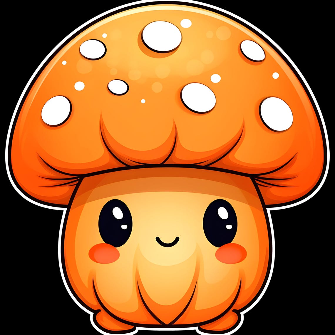 Orange Mushrooms (mushiez) Laminated Sticker Set - 12 Count 2 Inches ...