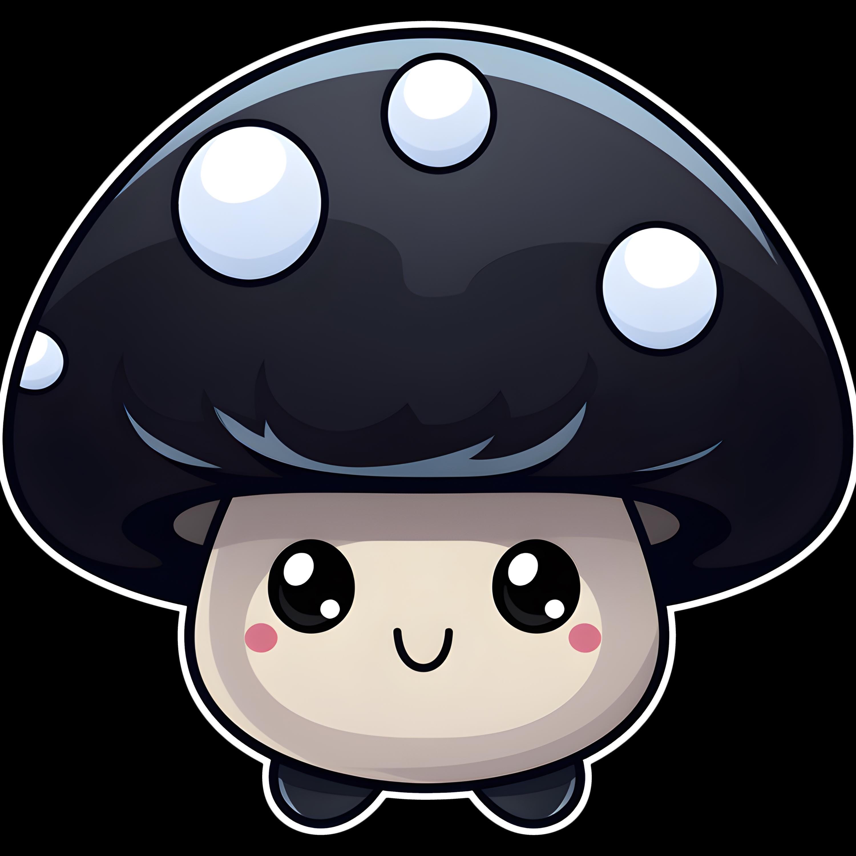 Black Mushrooms (mushiez) Laminated Sticker Set - 12 Count 2 Inches ...