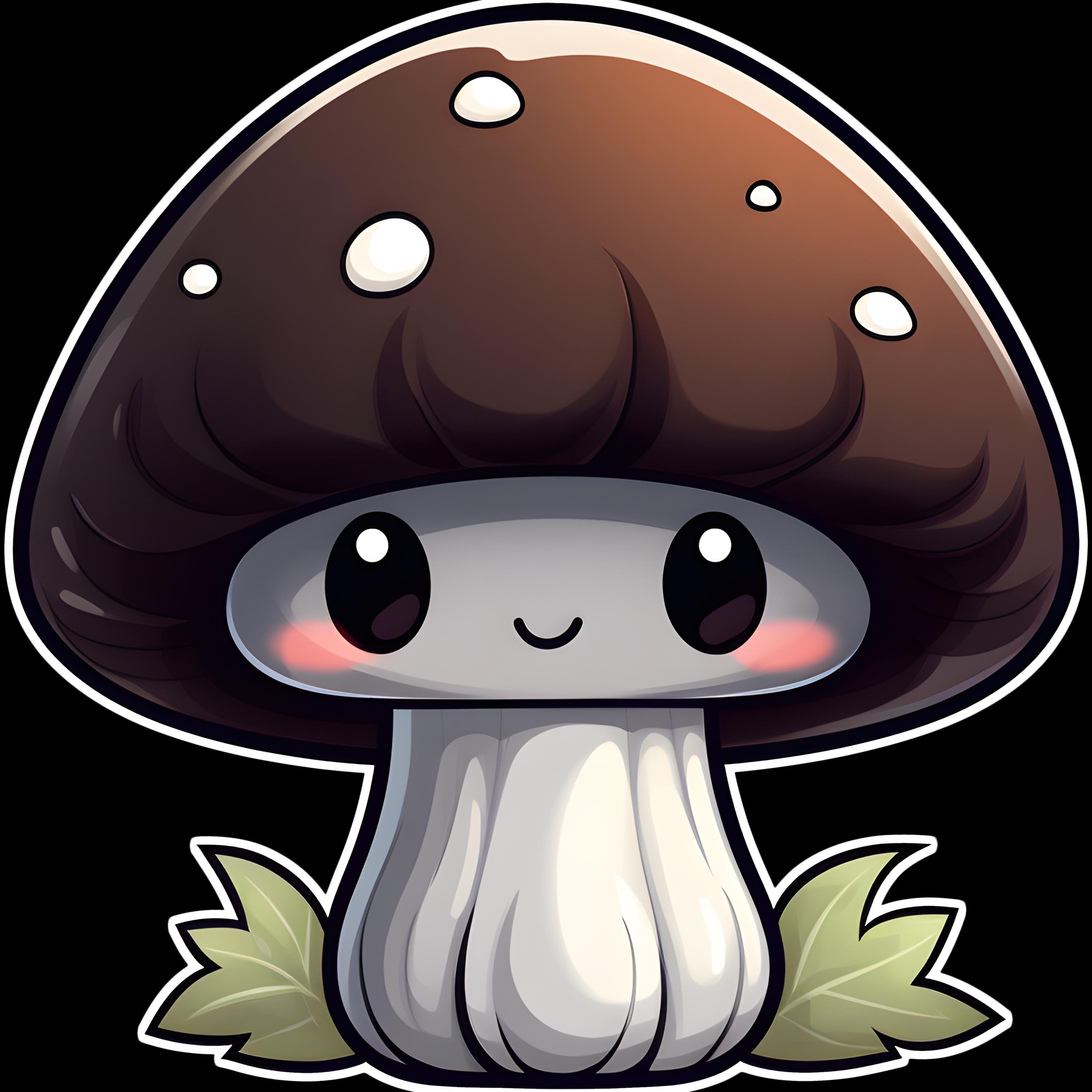 Black Mushrooms (mushiez) Laminated Sticker Set - 6 Count 4 Inches Each ...