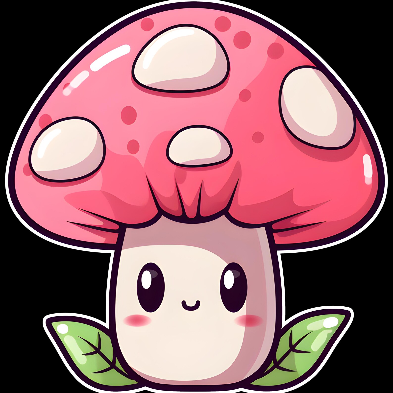 Pink Mushrooms (mushiez) Laminated Sticker Set - 12 Count 2 Inches Each ...