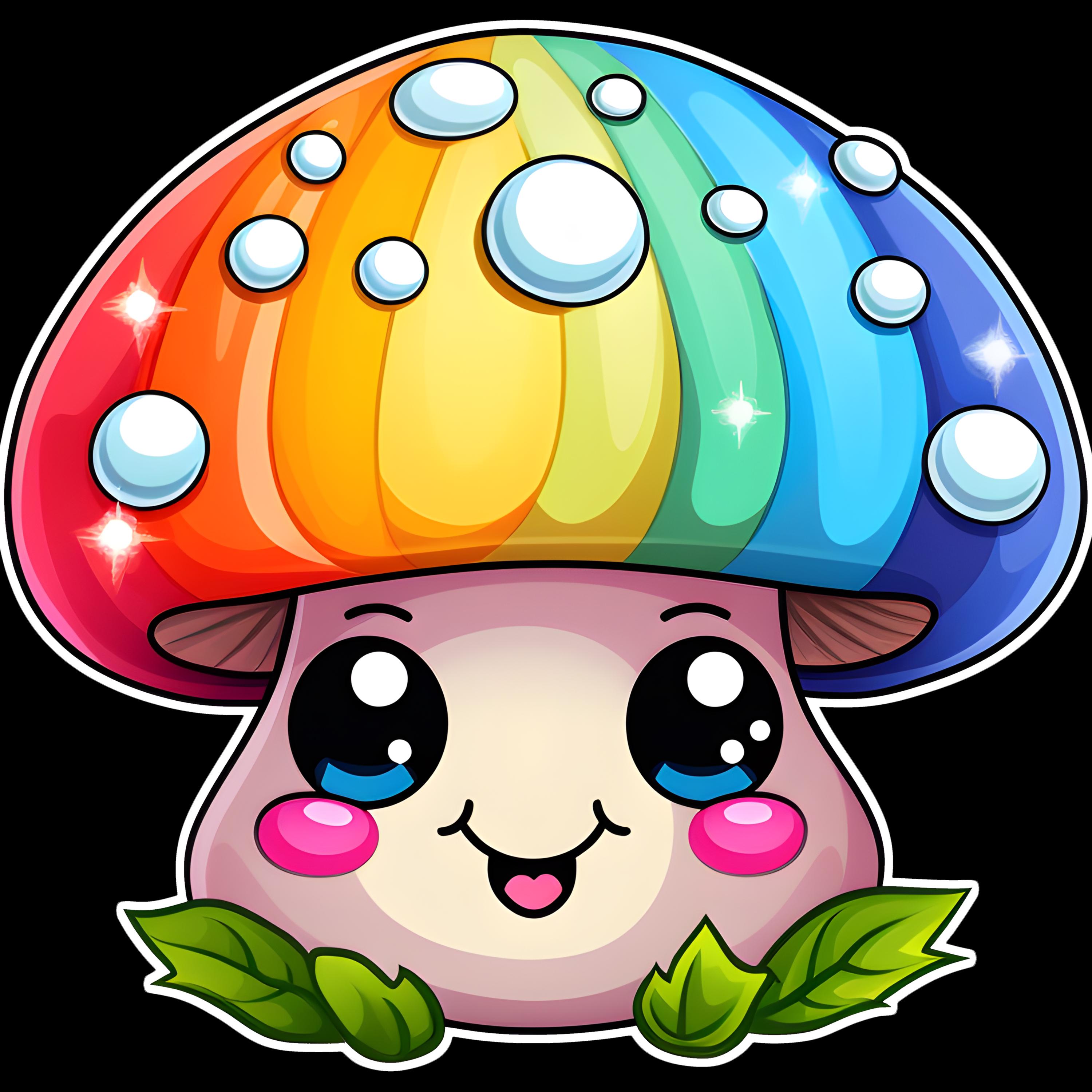 Rainbow Mushrooms (mushiez) Laminated Sticker Set - 6 Count 4 Inches ...