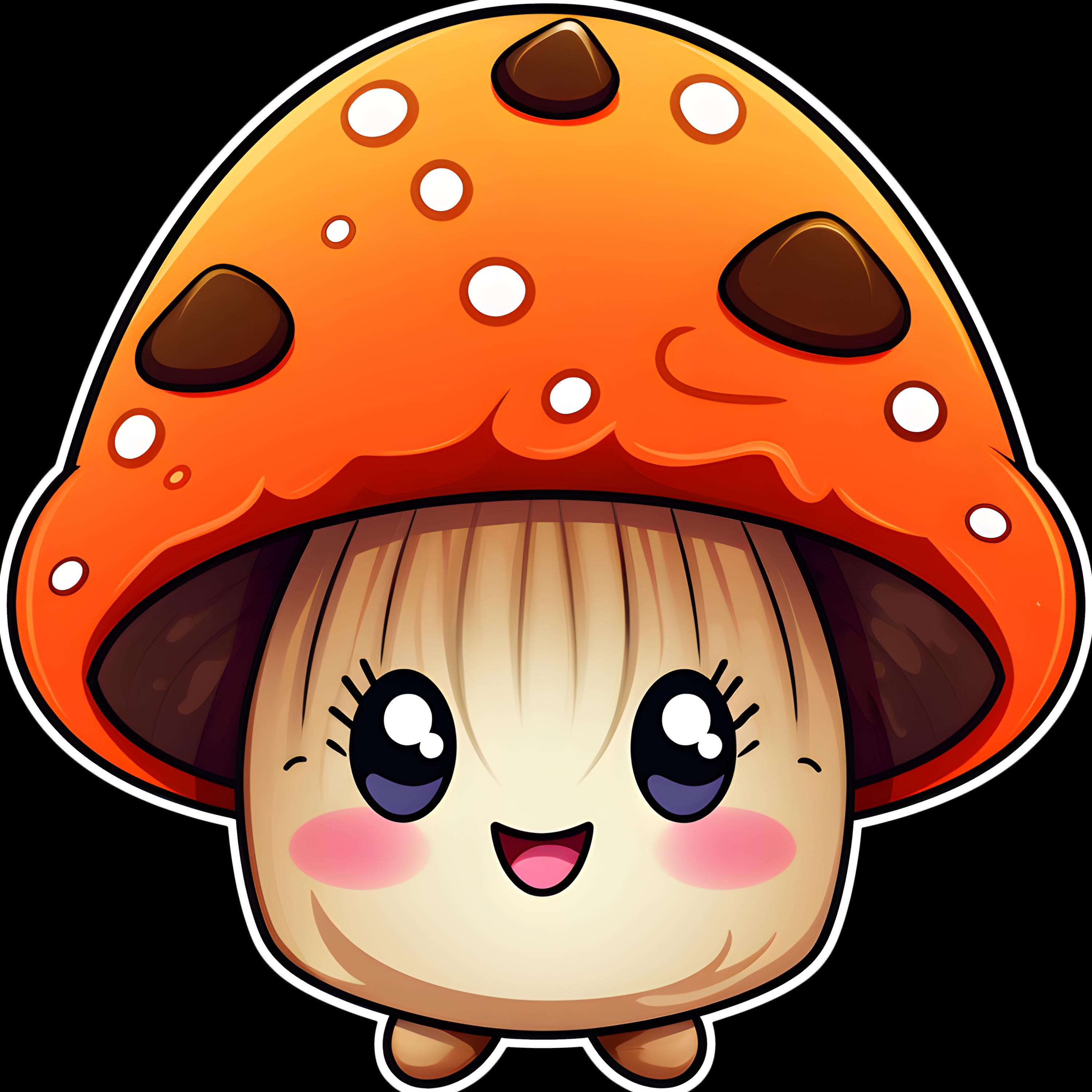 Orange Mushrooms (mushiez) Laminated Sticker Set - 6 Count 4 Inches ...