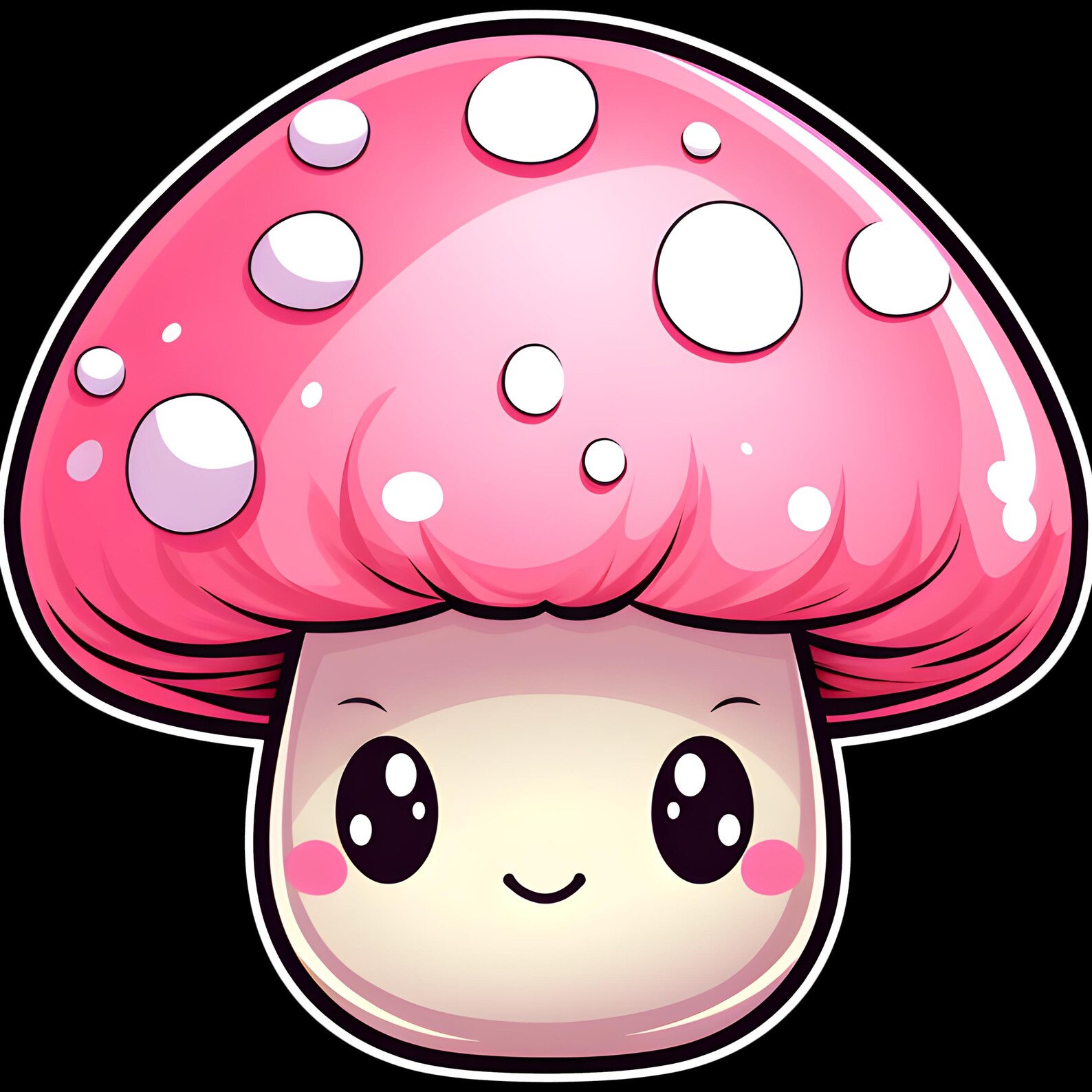 Pink Mushrooms (mushiez) Laminated Sticker Set - 12 Count 2 Inches Each ...