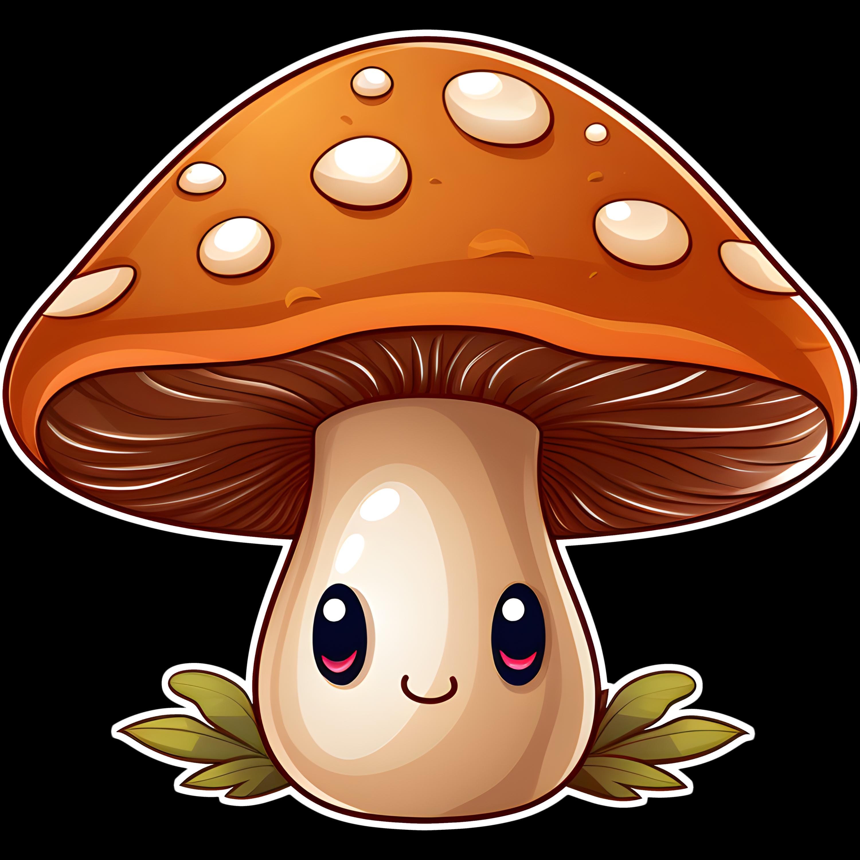 Orange Mushrooms (mushiez) Laminated Sticker Set - 12 Count 2 Inches ...