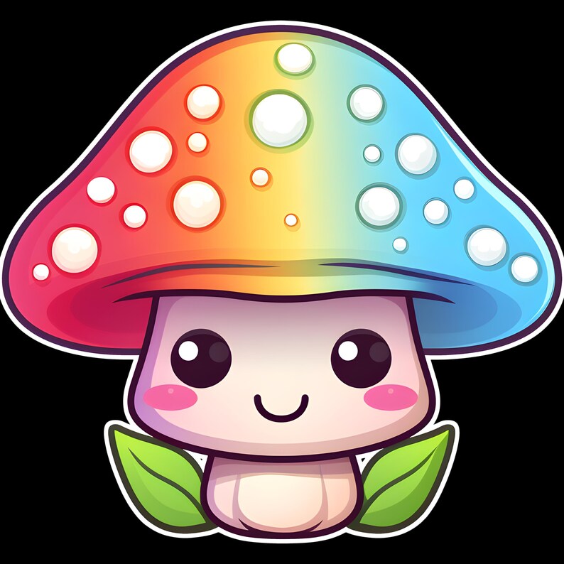 Rainbow Mushrooms (mushiez) Laminated Sticker Set - 6 Count 4 Inches ...