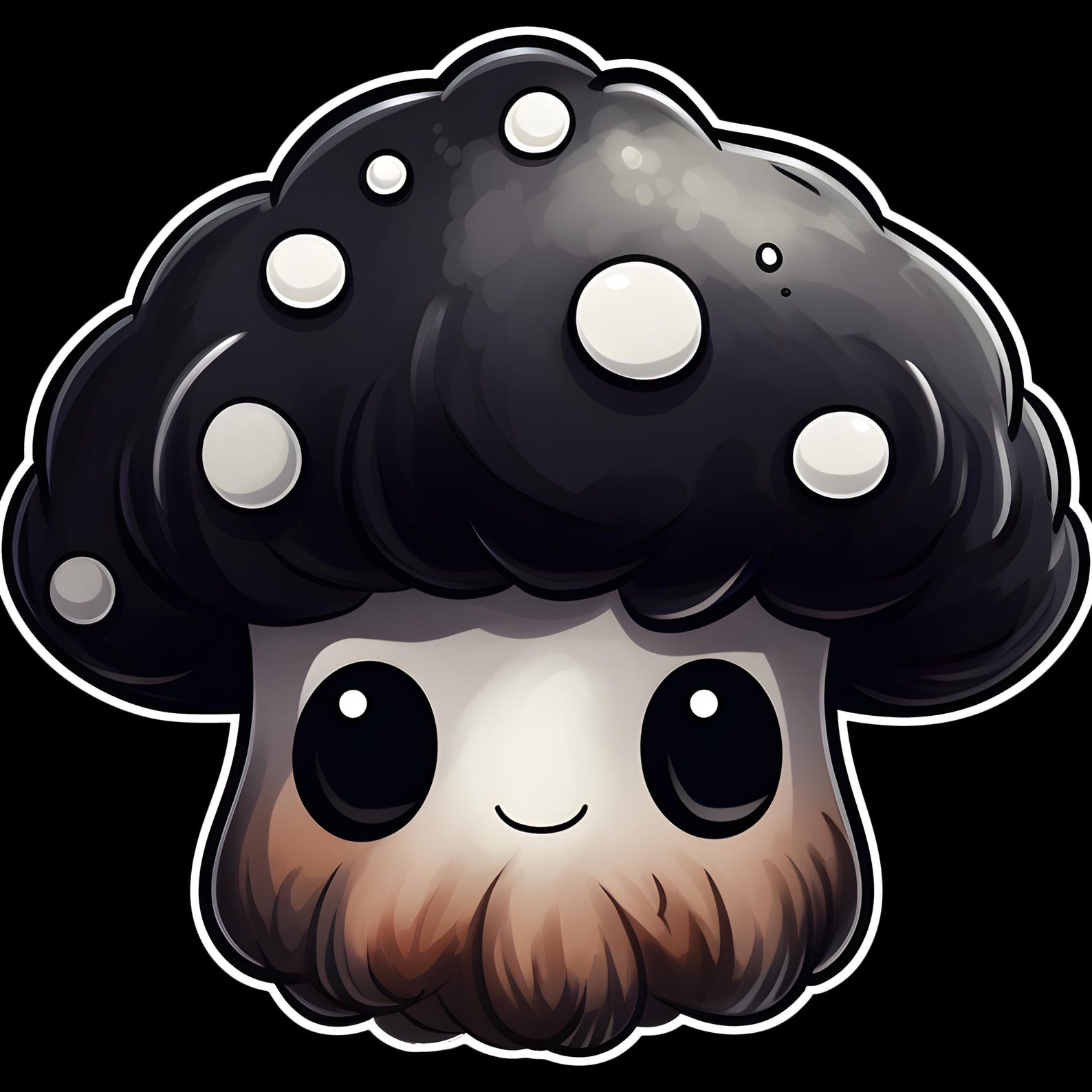Black Mushrooms (mushiez) Laminated Sticker Set - 6 Count 4 Inches Each ...