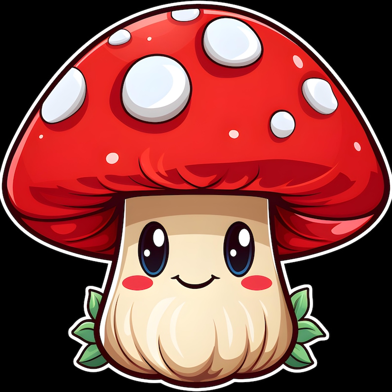 Red Mushrooms (mushiez) Laminated Sticker Set - 12 Count 2 Inches Each ...