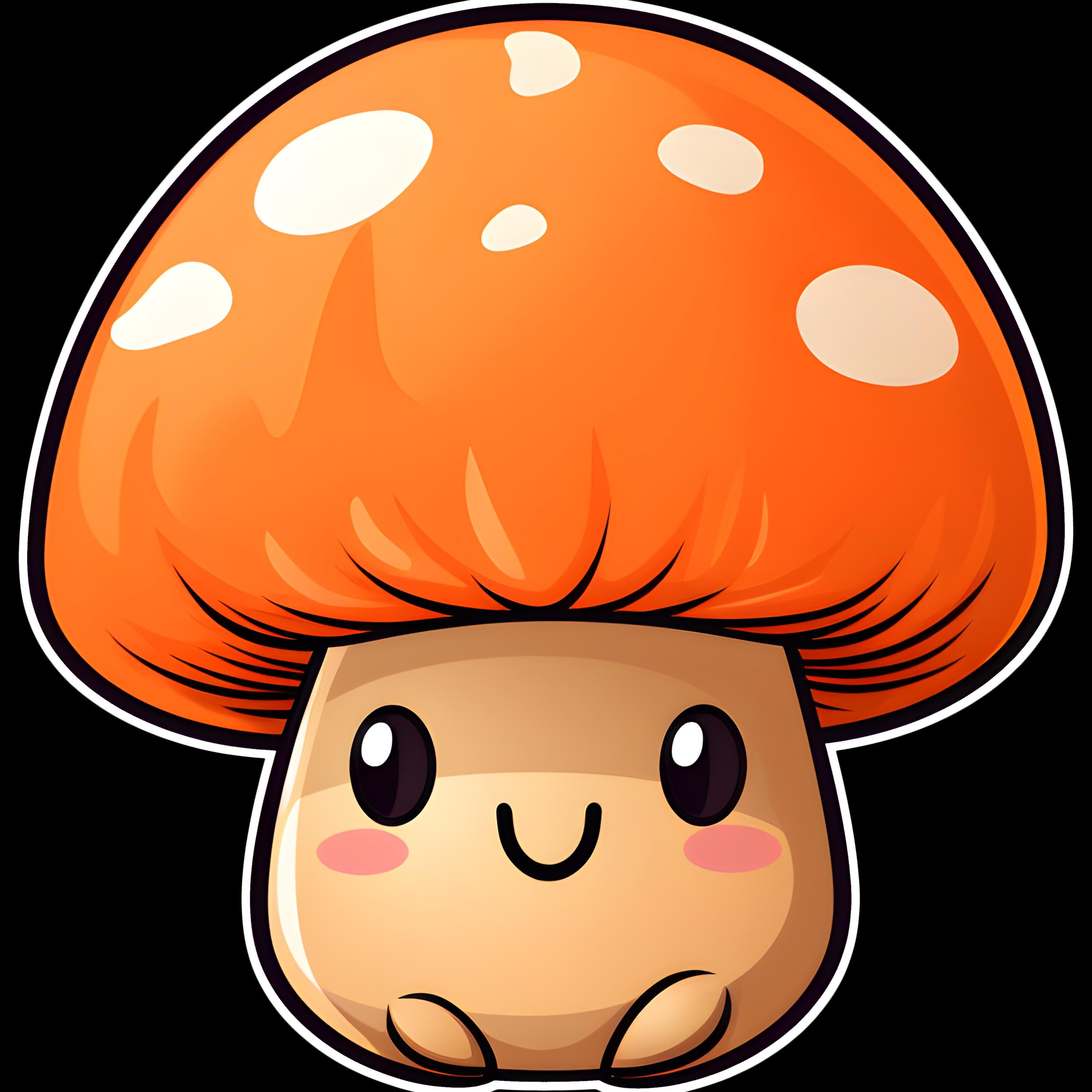 Orange Mushrooms (mushiez) Laminated Sticker Set - 12 Count 2 Inches ...