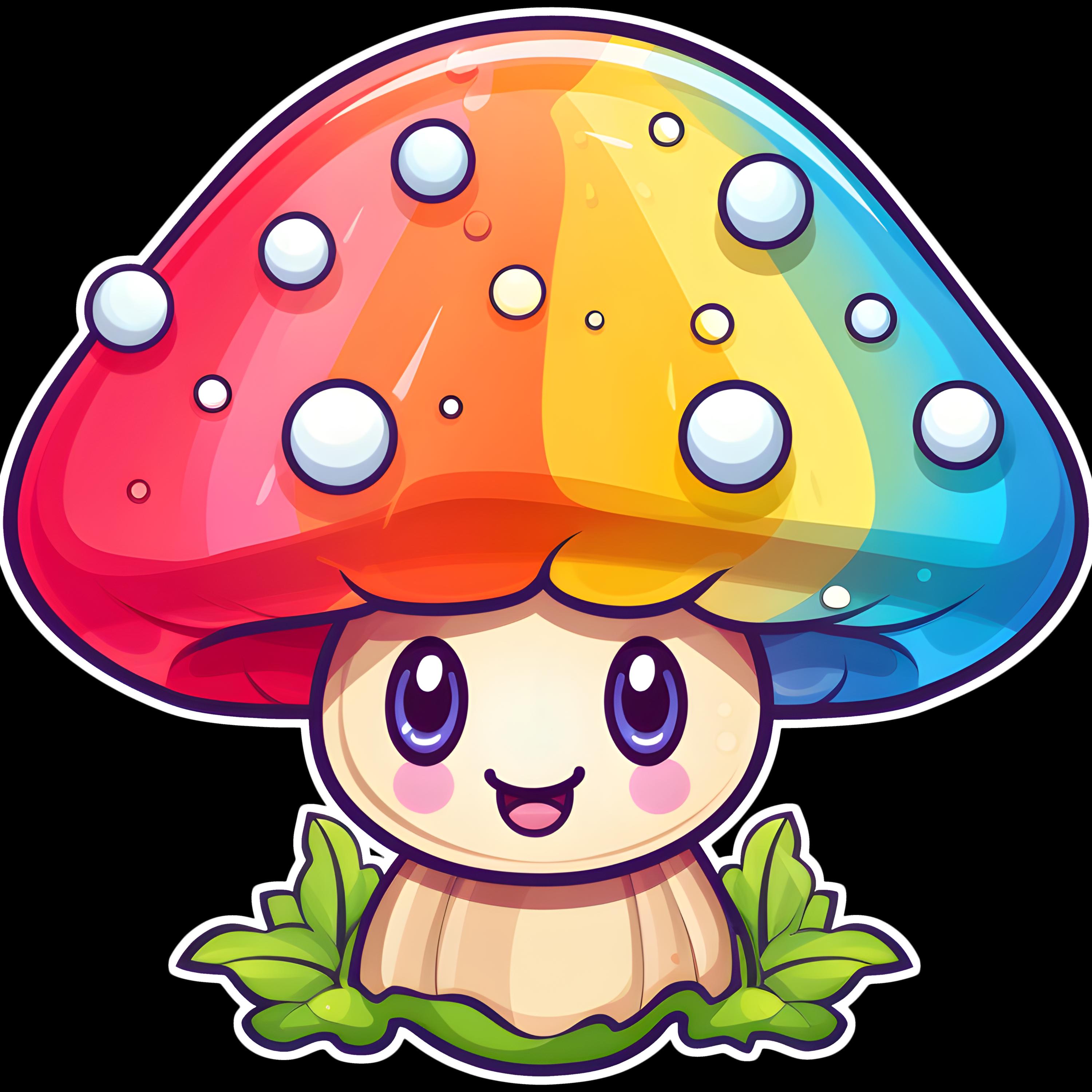 Rainbow Mushrooms (mushiez) Laminated Sticker Set - 6 Count 4 Inches ...