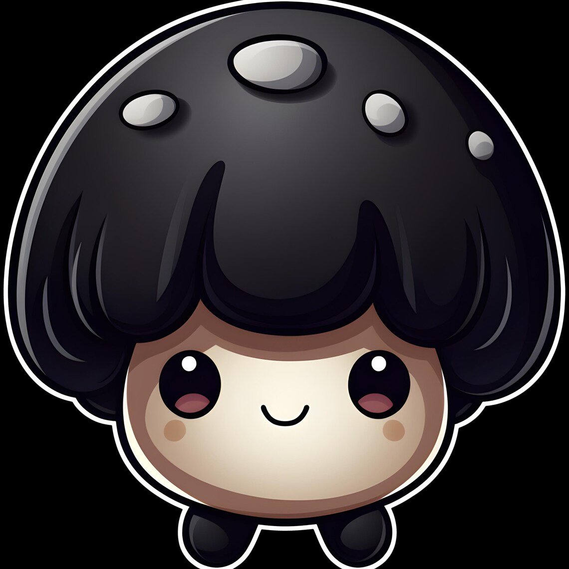 Black Mushrooms (mushiez) Laminated Sticker Set - 6 Count 4 Inches Each ...