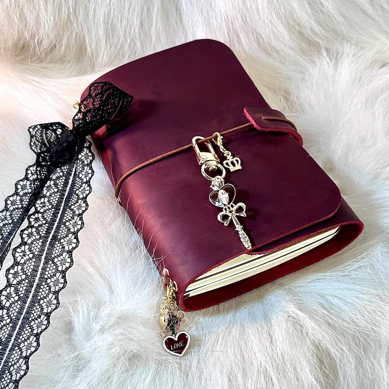 Personalized Gothic Leather Notebook, A6 Trifold Traveler's Notebook ...