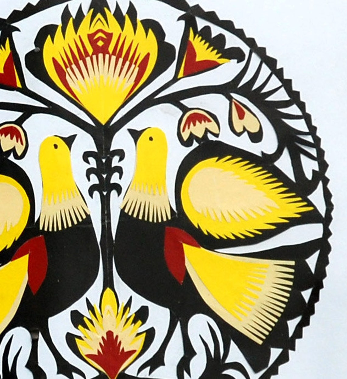 Original Papercut Collage Wycinanki Polish Folk Art the DOVES - Etsy