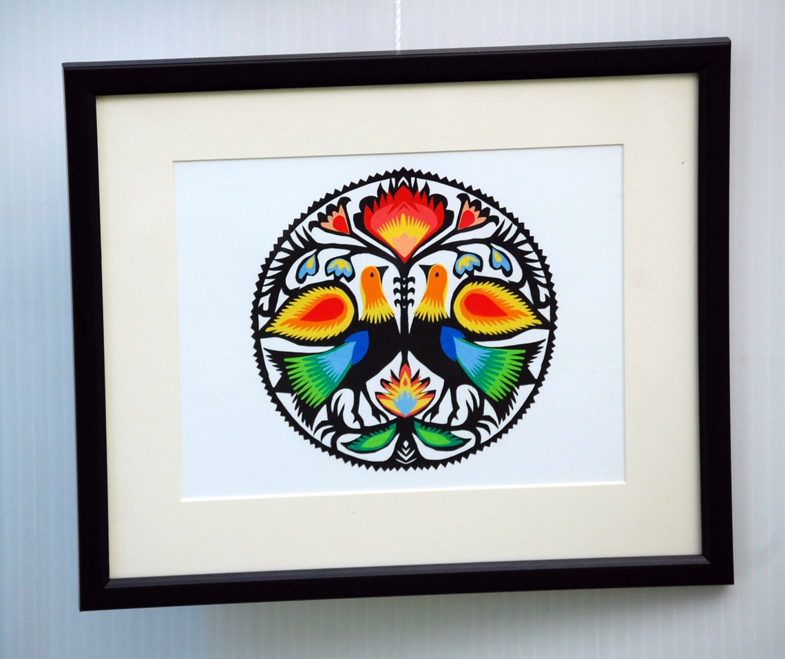 Original Papercut Collage Wycinanki Polish Folk Art the DOVES - Etsy