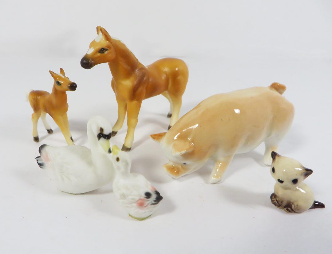Vintage Porcelain Ceramic Miniature Farm Animals - Set of 6 Miniature ...