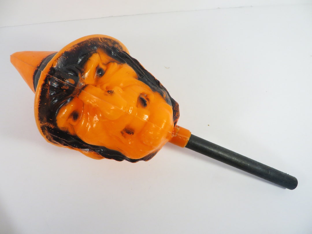 Vintage Halloween Blow Mold Witch Head Rattle - Etsy