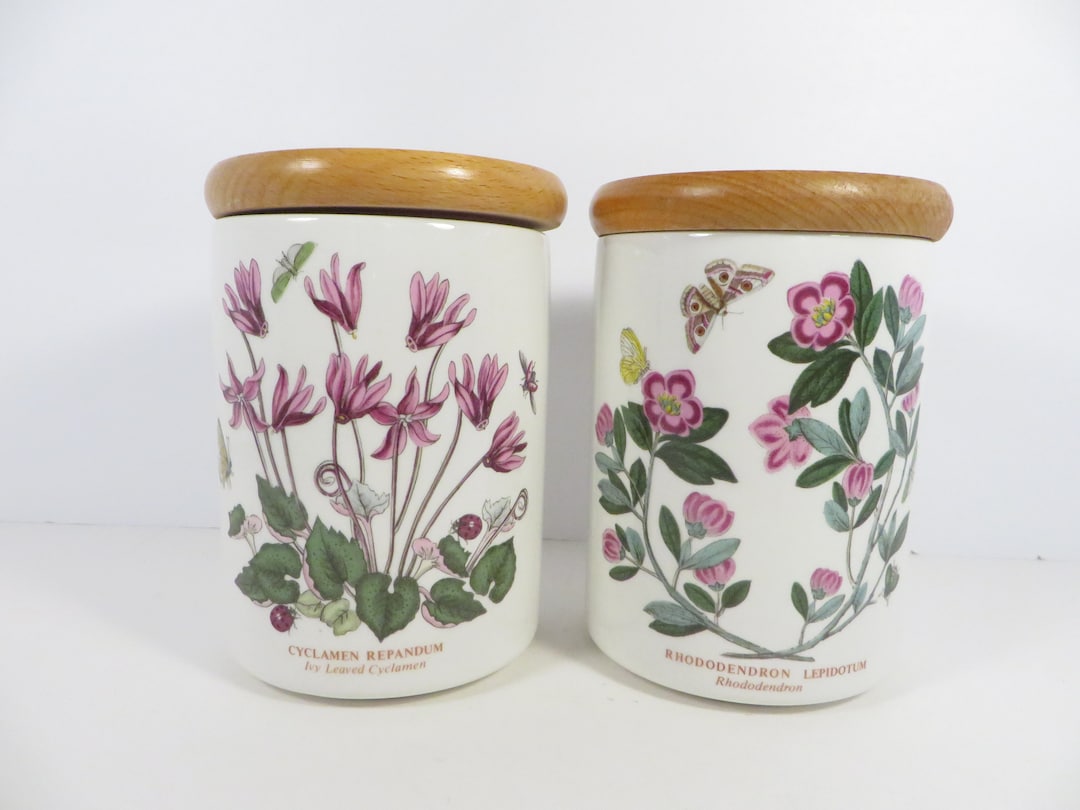 Vintage Portmeirion Botanic Gardens Small Canisters Two Made in England ...