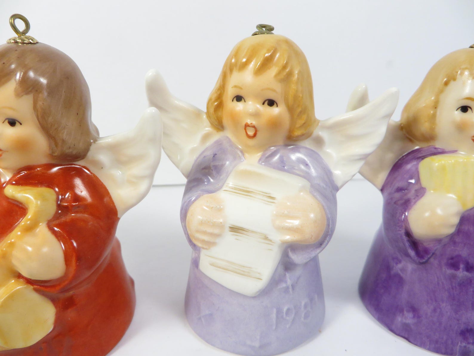 Vintage Goebel Christmas Angel Bell Ornaments - Set of 6 1970's and ...