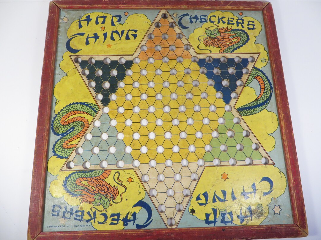 Vintage Chinese Checkers Hop Ching Game Board J Pressman Co. Game Board ...