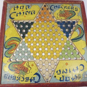 Vintage Chinese Checkers Hop Ching Game Board J Pressman Co. Game Board ...
