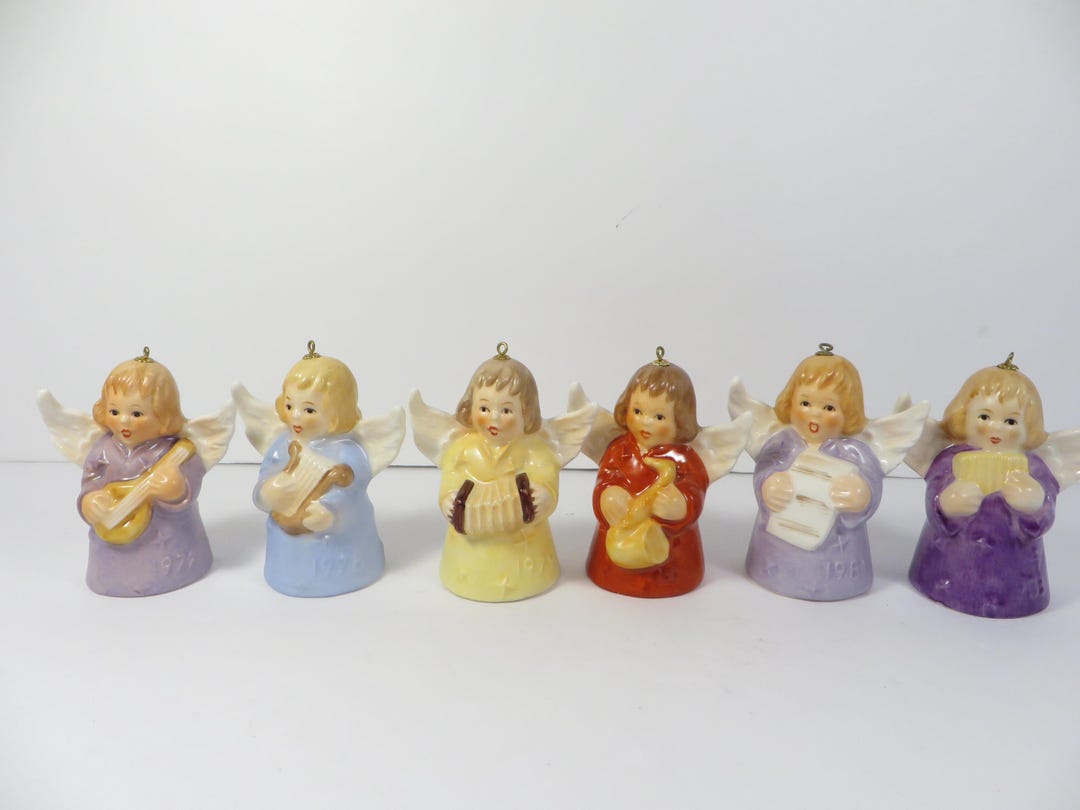 Vintage Goebel Christmas Angel Bell Ornaments - Set of 6 1970's and ...