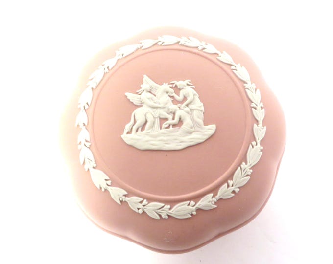 Wedgwood Pink Jasperware Trinket Box - Pink Jasper Ware Small Round Box ...