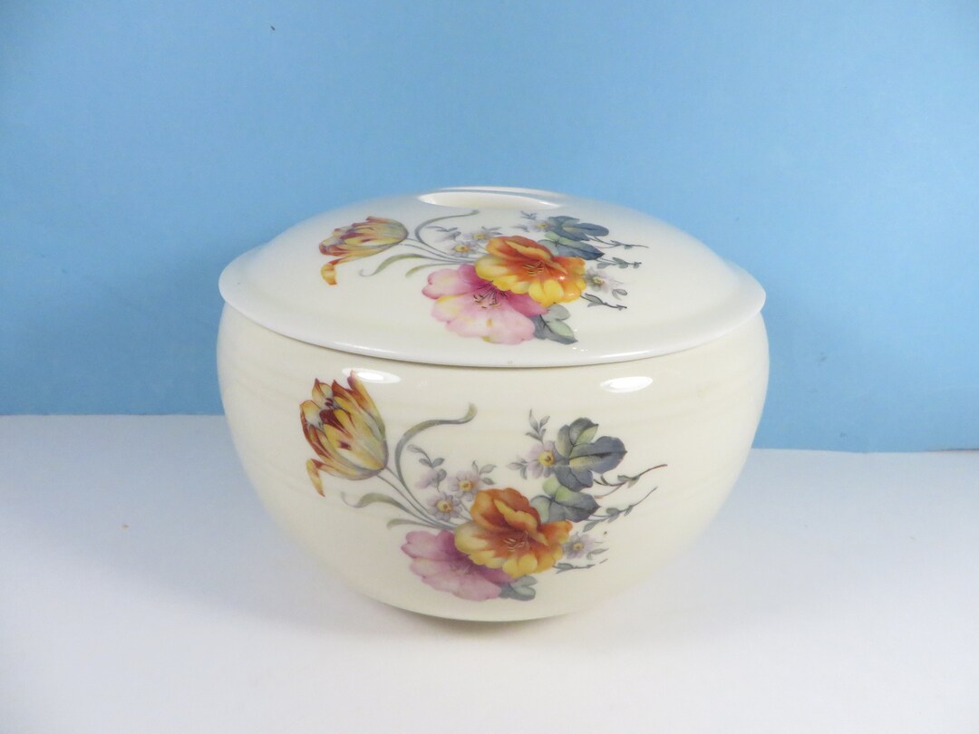 Vintage Coors Pottery Thermo Porcelain Casserole With Lid Tulips ...