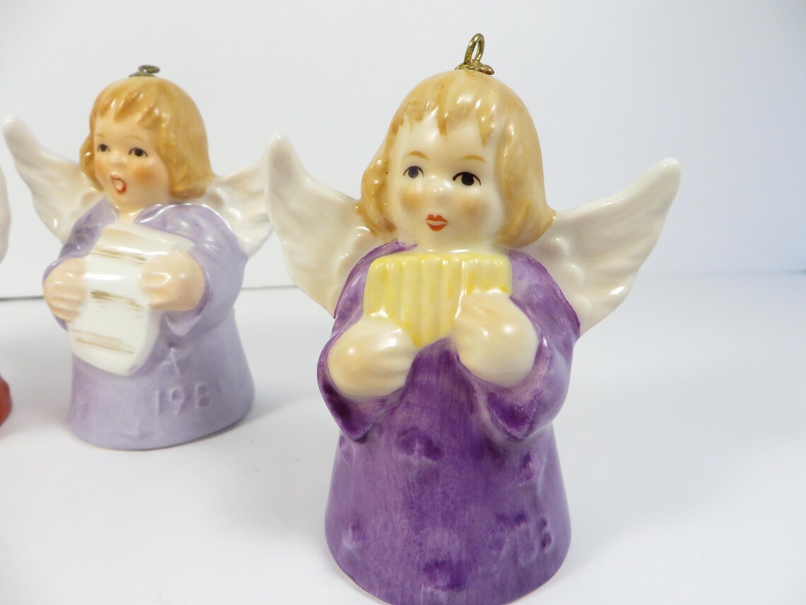 Vintage Goebel Christmas Angel Bell Ornaments - Set of 6 1970's and ...