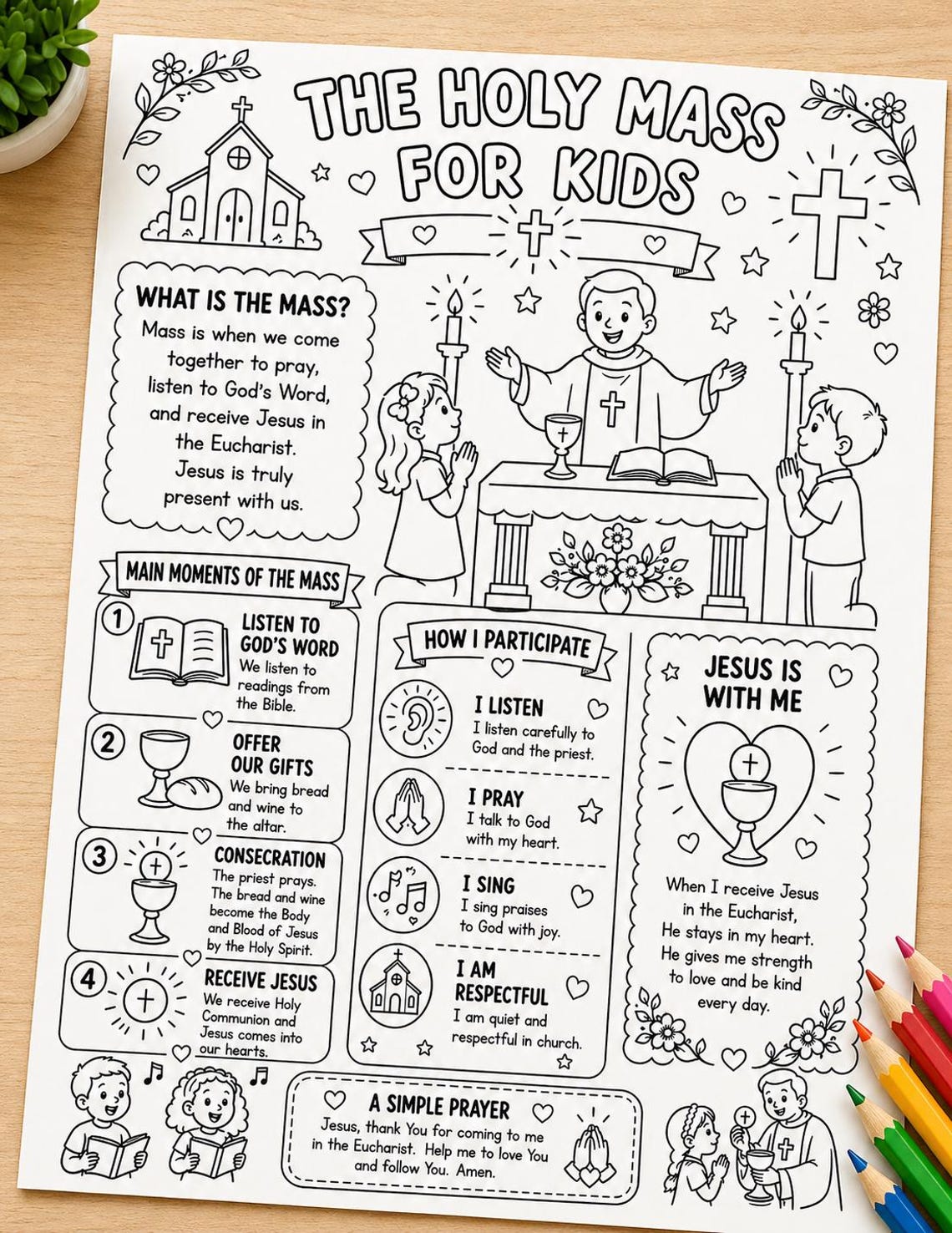 Catholic Mass for Kids Printable | Parts of the Mass Worksheet | Learn ...