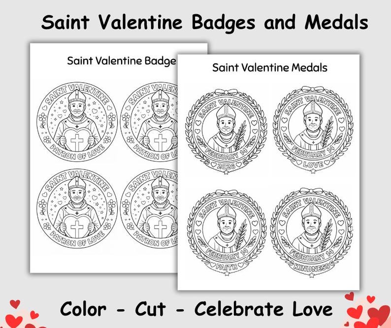 Saint Valentine Story Cards for Kids, Christian Valentine Coloring Page ...