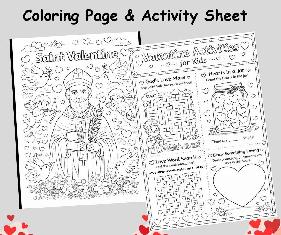 Saint Valentine Story Cards for Kids, Christian Valentine Coloring Page ...