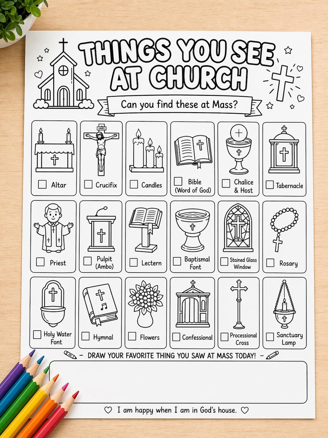 Holy Mass Scavenger Hunt Printable for Kids | Church Activity Sheet ...