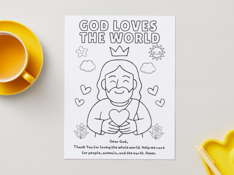 Kids Bible Prayer Coloring Pages, Jesus Loves Me and You, Valentines ...