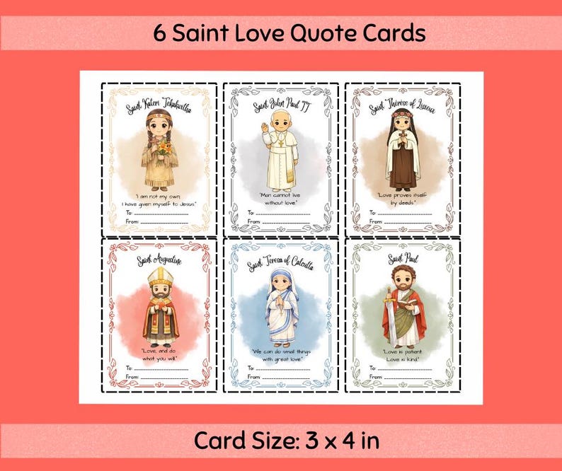 Saint Love Cards, Catholic Saint Printable, Christian Valentine Faith ...