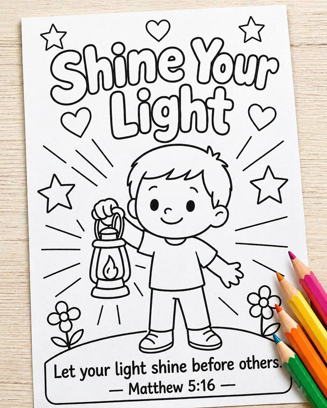 Shine Your Light Coloring Page | Bible Printable | Christian Kids ...