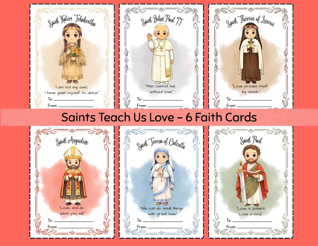 Saint Love Cards, Catholic Saint Printable, Christian Valentine Faith ...