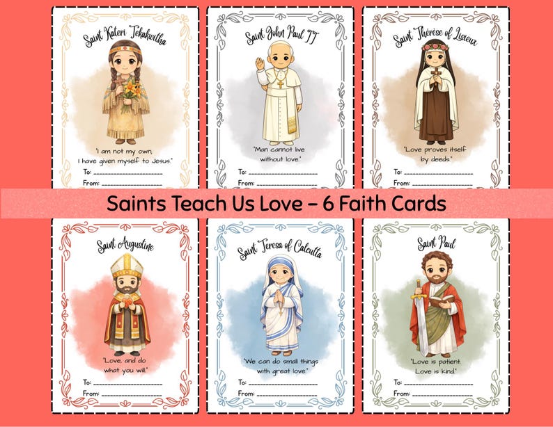 Saint Love Cards, Catholic Saint Printable, Christian Valentine Faith ...