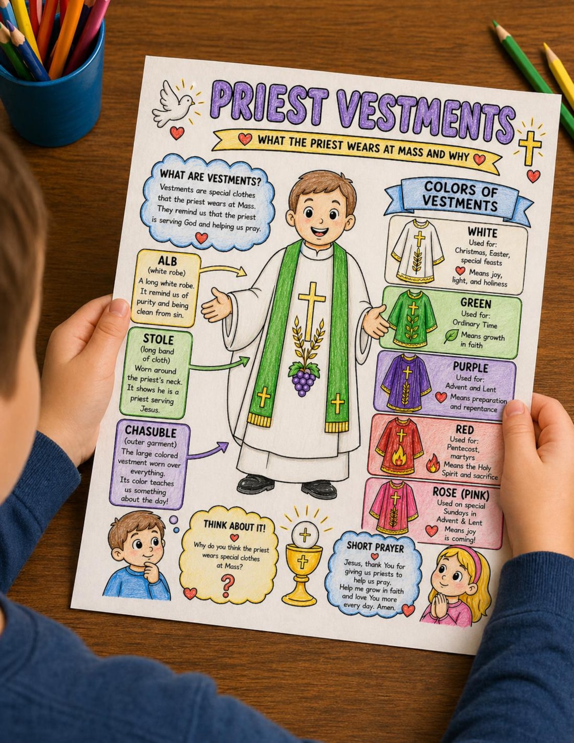 Catholic Priest Vestments Coloring Page for Kids | Liturgical Colors ...